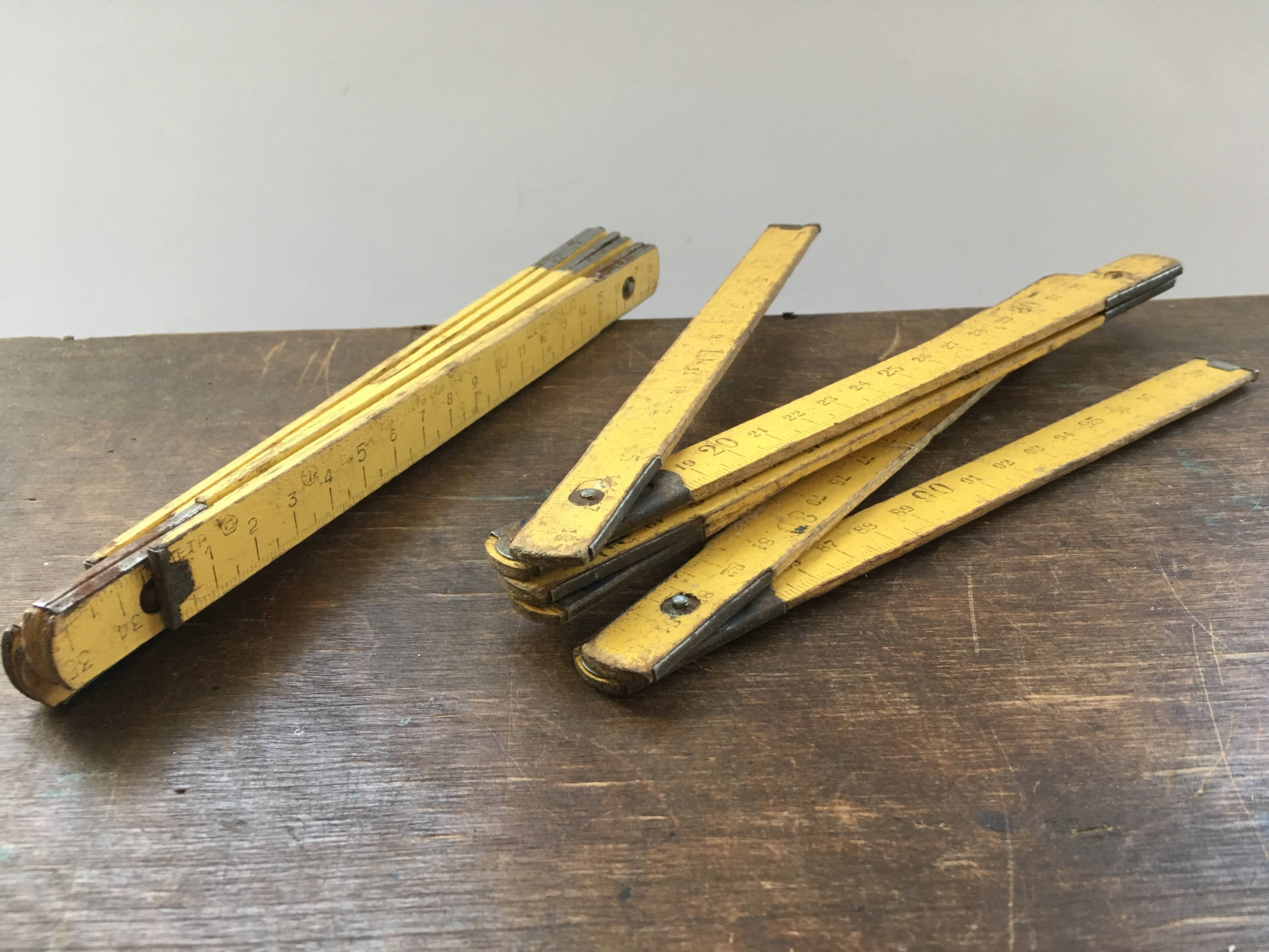 Soviet Vintage Wooden Folding Ruler Yellow Industrial Ruler USSR Era ...