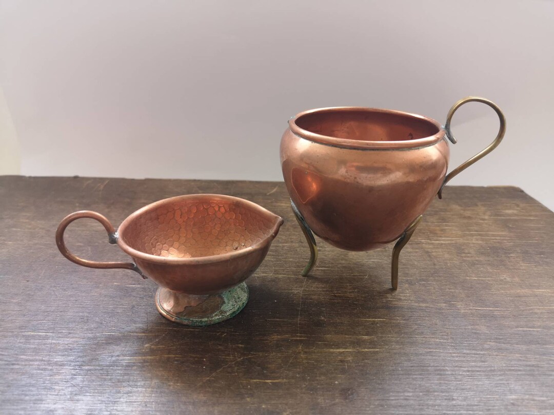 Swedish Vintage Copper Candy Bowl Hand Hammered Copper Creamer Footed ...