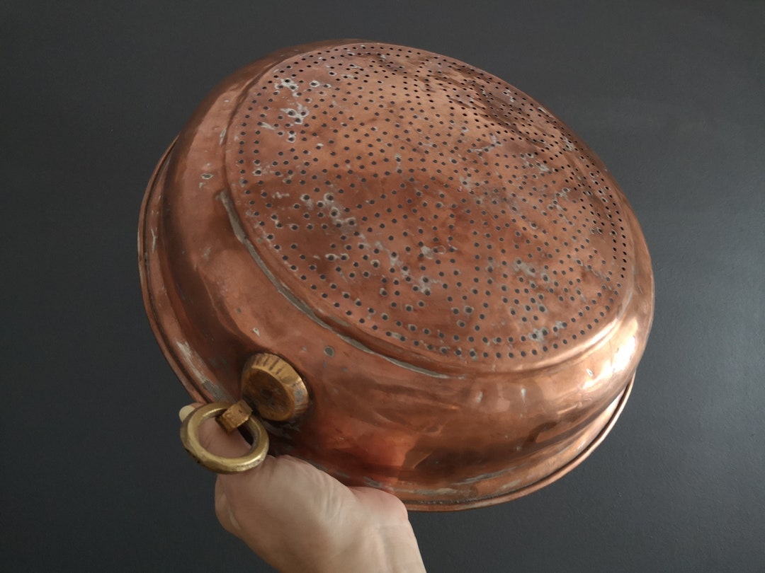 Antique Large Copper Strainer Copper Colander Straining Pan Cottage ...