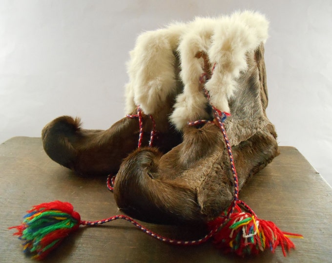 Vintage Laplander Saami Boots Reindeer Fur Boots Real Fur - Etsy