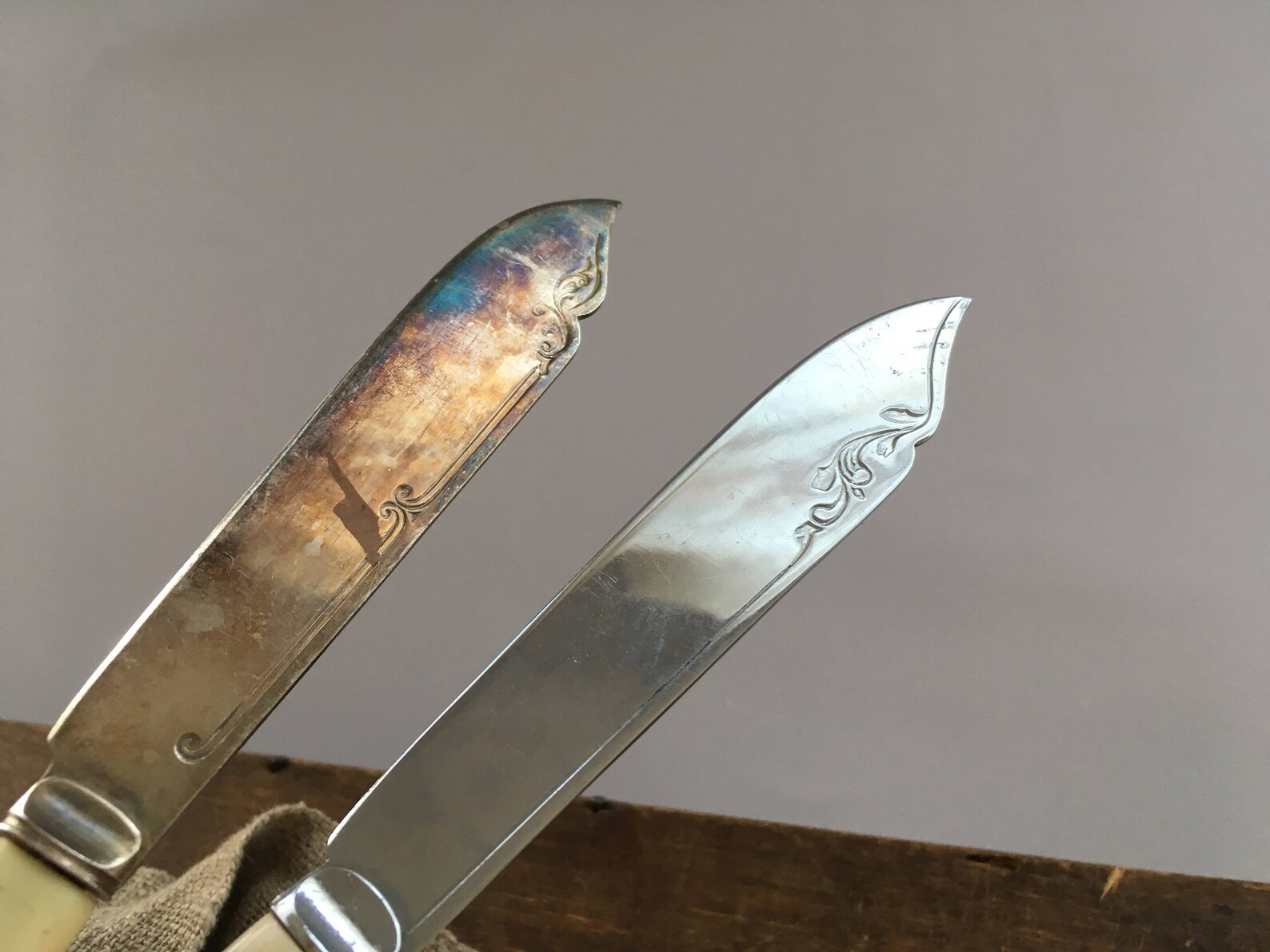 Vintage English Knives Set of 9 Silver Nickel Knives With | Etsy