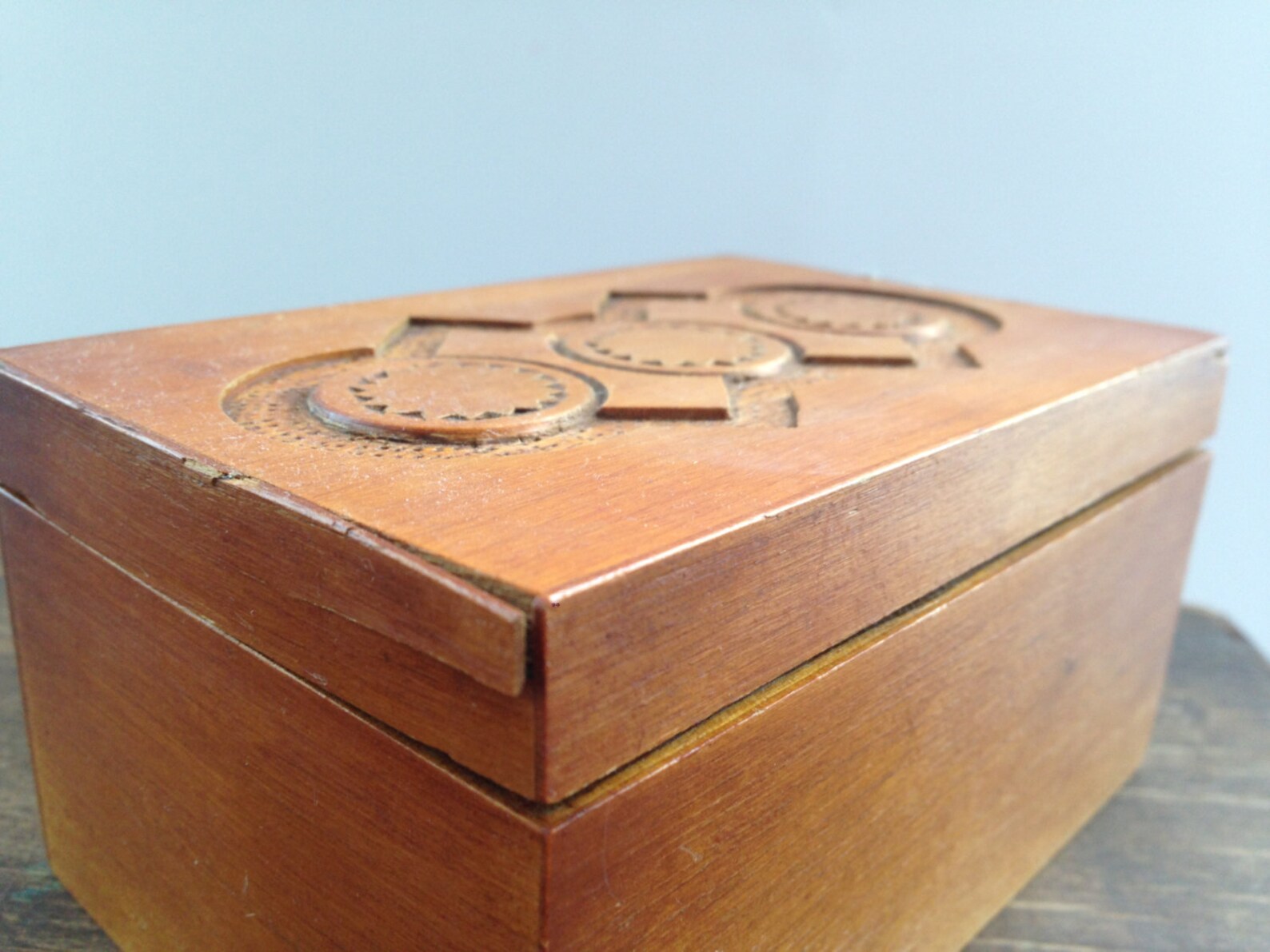 Vintage engraved Wooden Box Rustic wooden box Lidded storage | Etsy