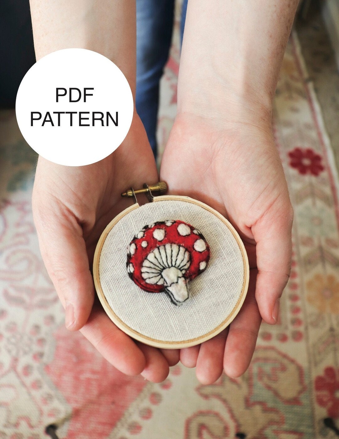 Digital PDF Pattern Toadstool Brooch Felted and Embroidered - Etsy UK