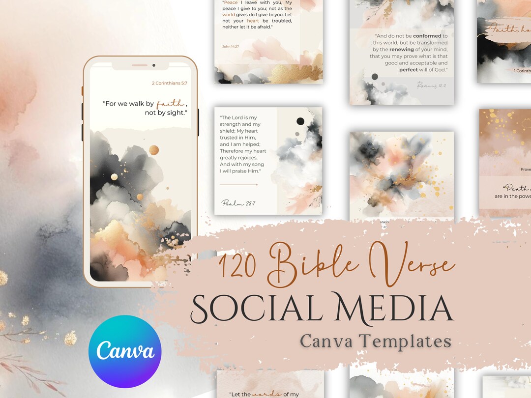 Christian Canva Social Media Templates, 120 Instagram Templates for ...