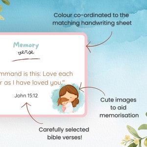 50 Scripture Memorisation Handwriting Sheets and Flash Cards, Bible ...