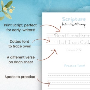 50 Scripture Memorisation Handwriting Sheets and Flash Cards, Bible ...
