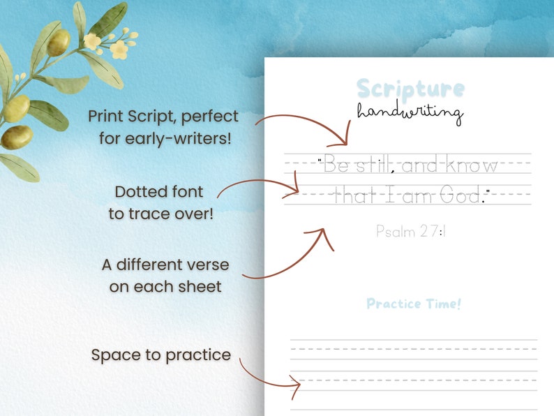 50 Bible Verse Handwriting Sheets & Flashcards (digital Download) - Etsy