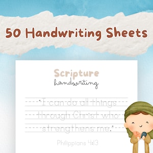 50 Scripture Memorisation Handwriting Sheets and Flash Cards, Bible ...