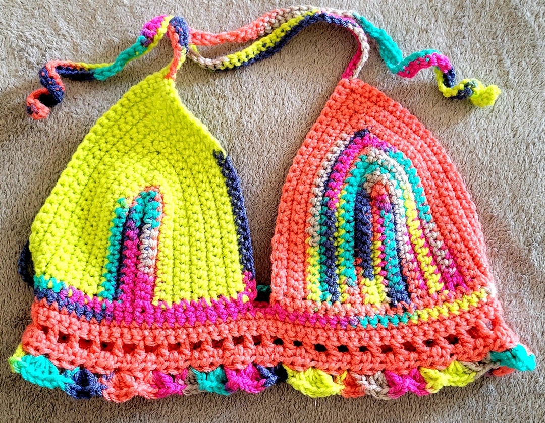 Custom Made To Order Festival Boho Crocheted Crop Top Shirt Bikini Etsy