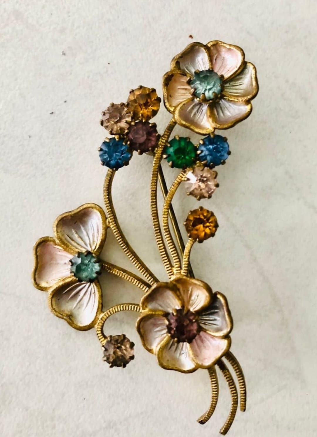 Vintage “ Neiger Brothers “ Enamel Heart Blossoms Brooch - Vintage ...