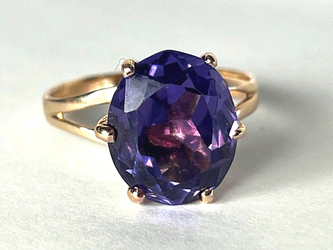 Mid Century Vintage 10k Oval Alexandrite Solitaire Ring -size 7.5 - Etsy