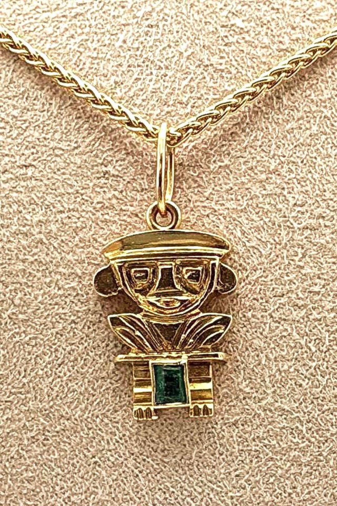 Mid Century Vintage 18k Gold& Genuine Emerald Columbian Inca God ...