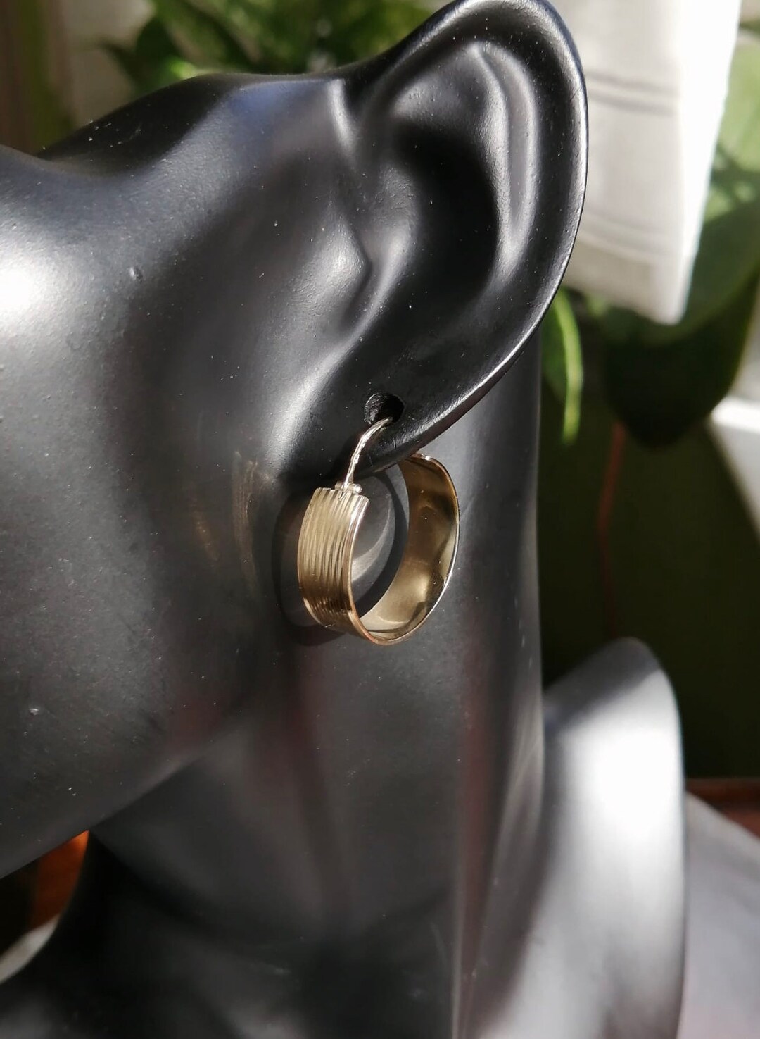 Vintage Flat Yellow 10kt Gold Wires /goldfilled Chubby Textured Hoops ...