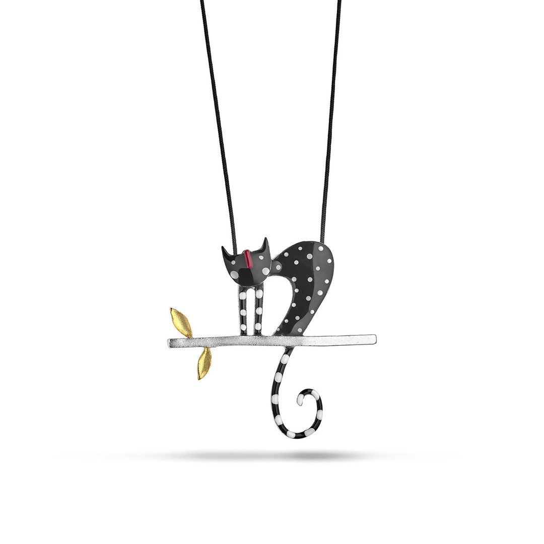 Cat Necklace, Silver Necklace, Charm Necklace, Gift for Her, Modern ...