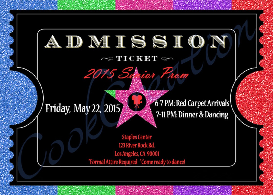 Hollywood/special Event/movie Ticket Theme Invitation - Etsy