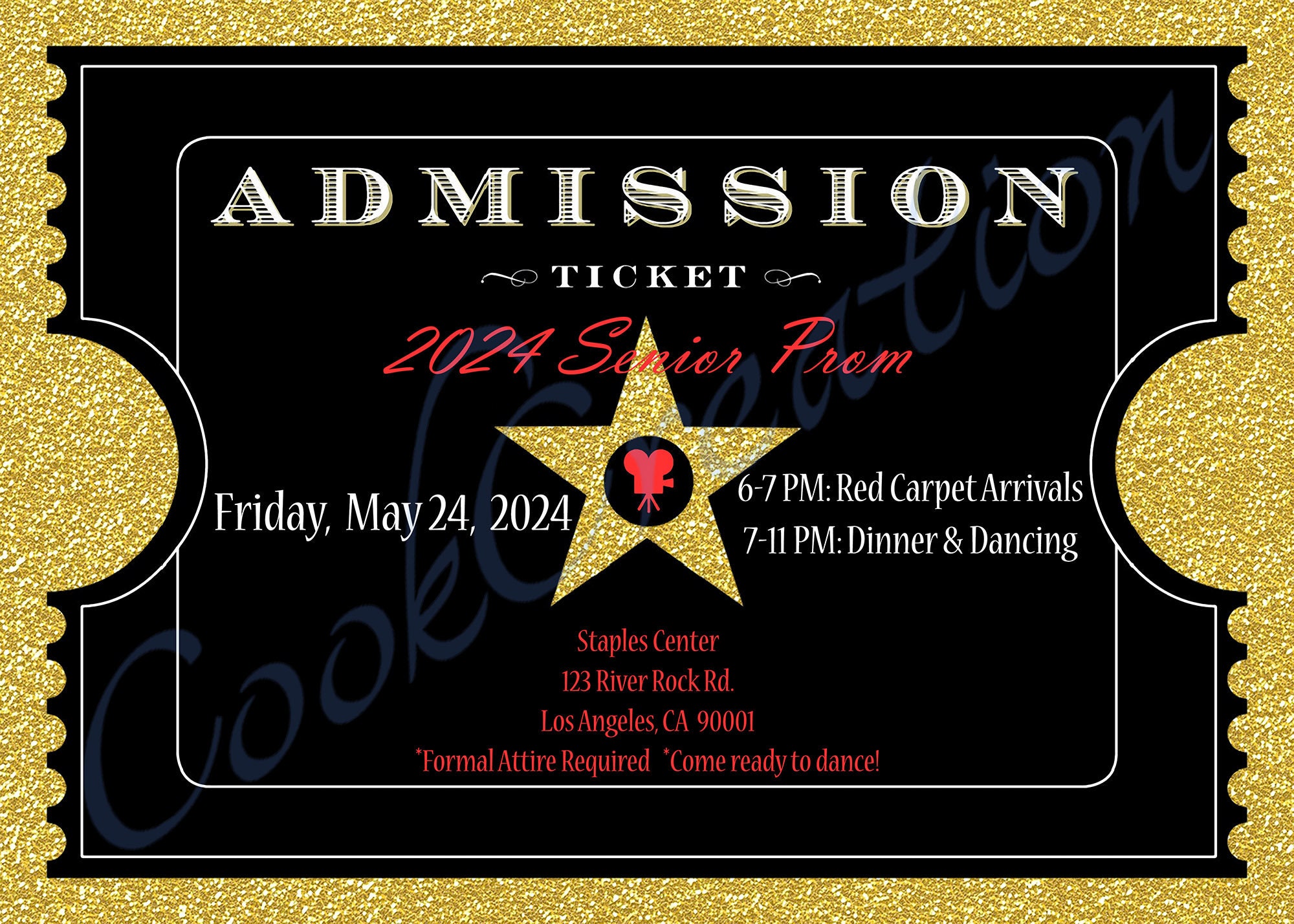 Hollywood/special Event/movie Ticket Theme Invitation - Etsy