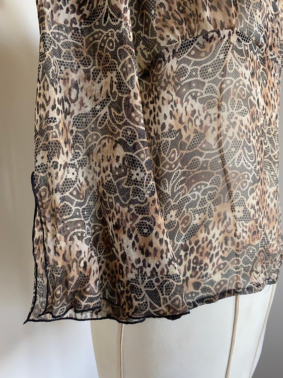 Vintage sheer blouse, patterned sheer blouse, long sl… - Gem