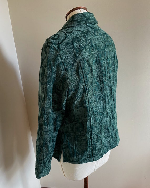 Vintage emerald green jacket, abstract pattern jacket… - Gem