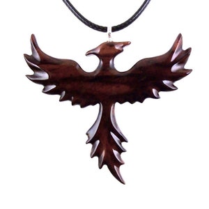 Hand Carved Phoenix Necklace Wooden Rising Phoenix Pendant - Etsy