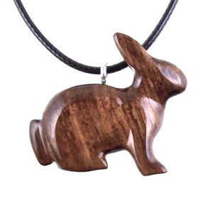 Hand Carved Bunny Pendant Wooden Rabbit Necklace Pet Animal - Etsy