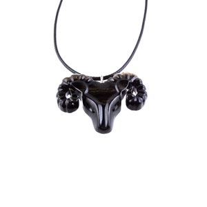 Ram Necklace, Hand Carved Wooden Ram Head Pendant, Mens Wood Necklace ...