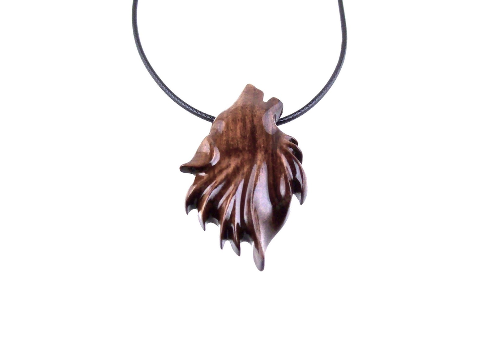 Hand Carved Wolf Head Pendant Wooden Wolf Necklace Wood - Etsy