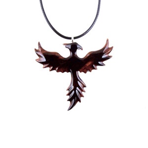Hand Carved Phoenix Necklace Wooden Rising Phoenix Pendant - Etsy