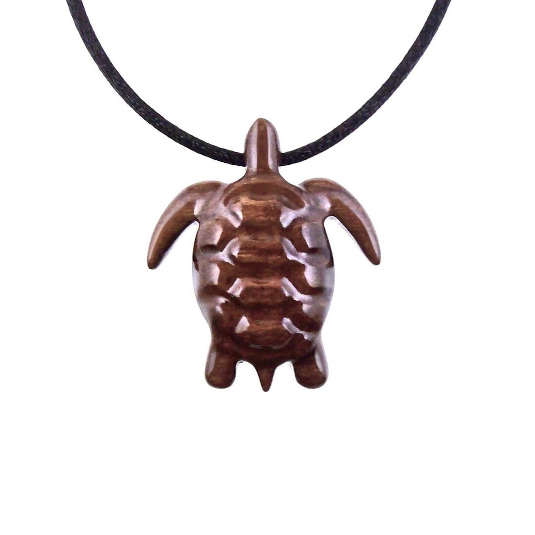 Sea Turtle Necklace, Hand Carved Wooden Turtle Pendant, Mens Wood ...