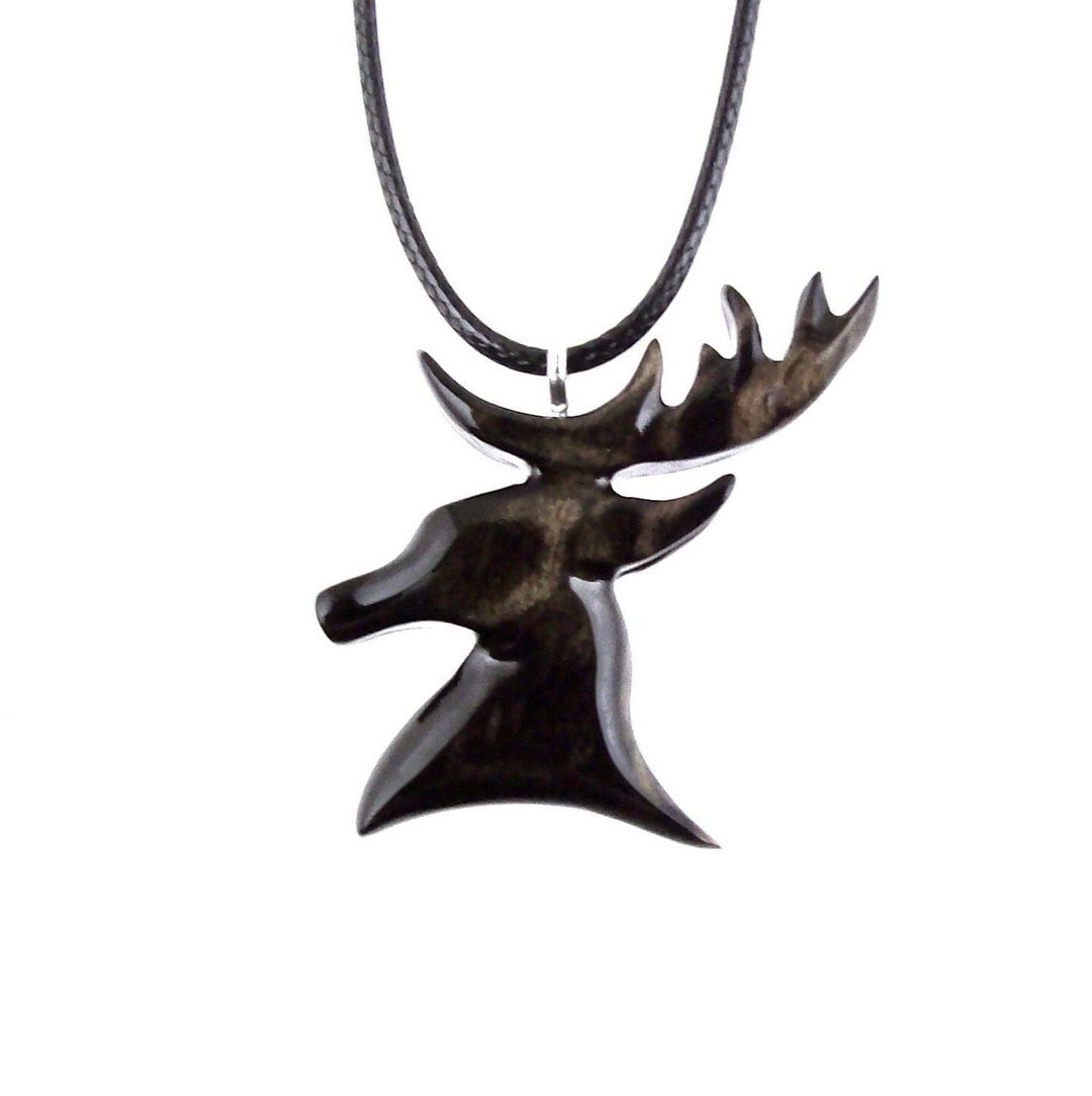 Hand Carved Stag Head Necklace, Wooden Deer Pendant, Woodland Buck ...