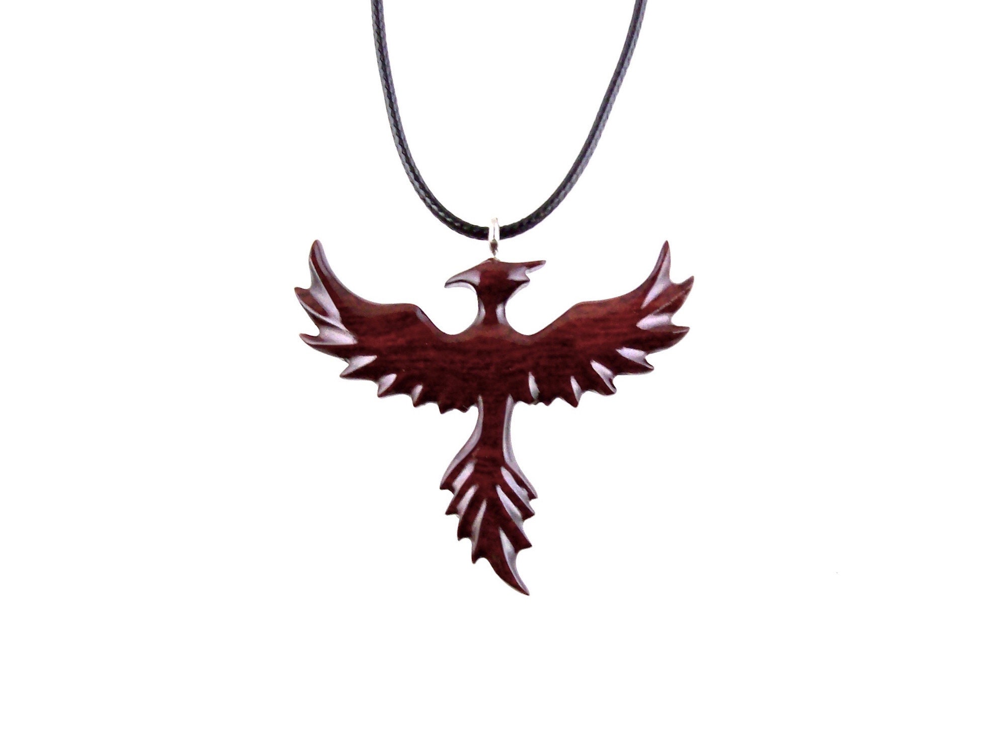 Rising Phoenix Necklace Hand Carved Wooden Phoenix Pendant | Etsy