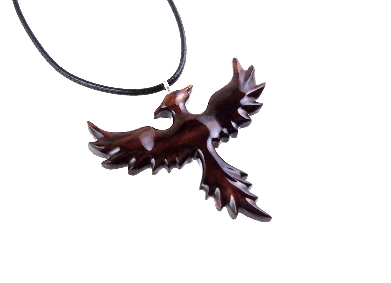 Hand Carved Phoenix Necklace Wooden Rising Phoenix Pendant - Etsy