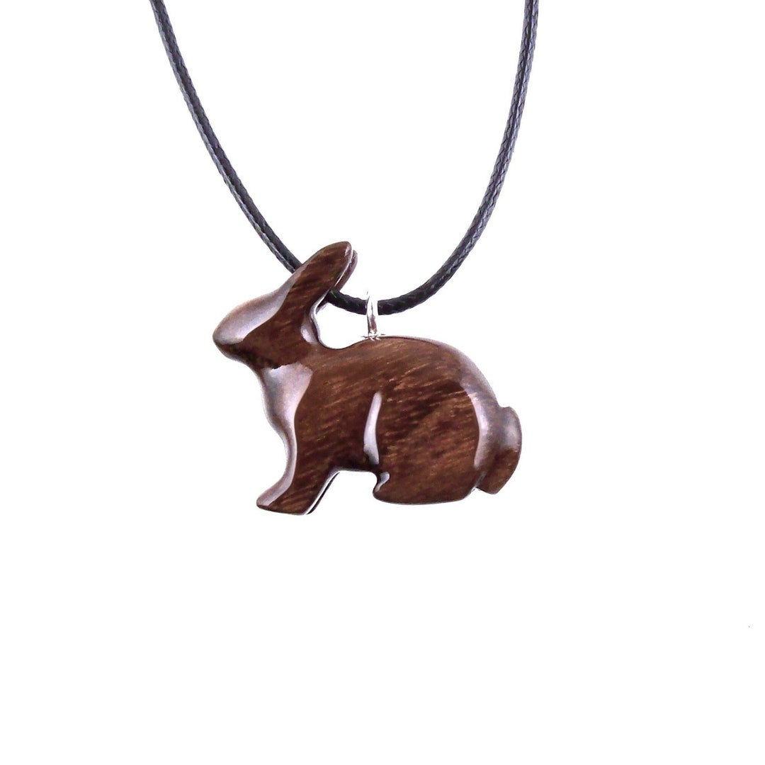 Hand Carved Bunny Pendant, Wooden Rabbit Necklace, Pet Animal Wood ...