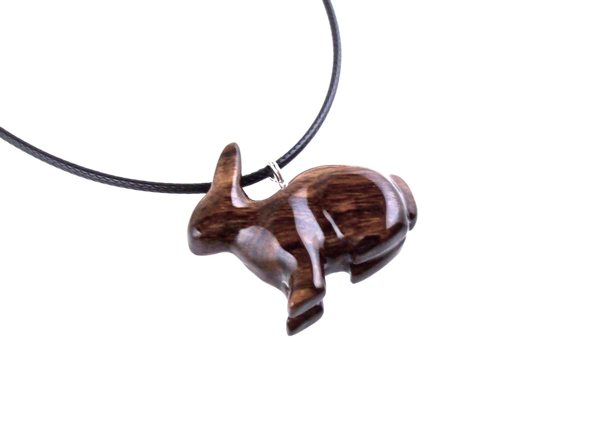 Bunny Necklace Hand Carved Wooden Rabbit Pendant Pet Animal - Etsy