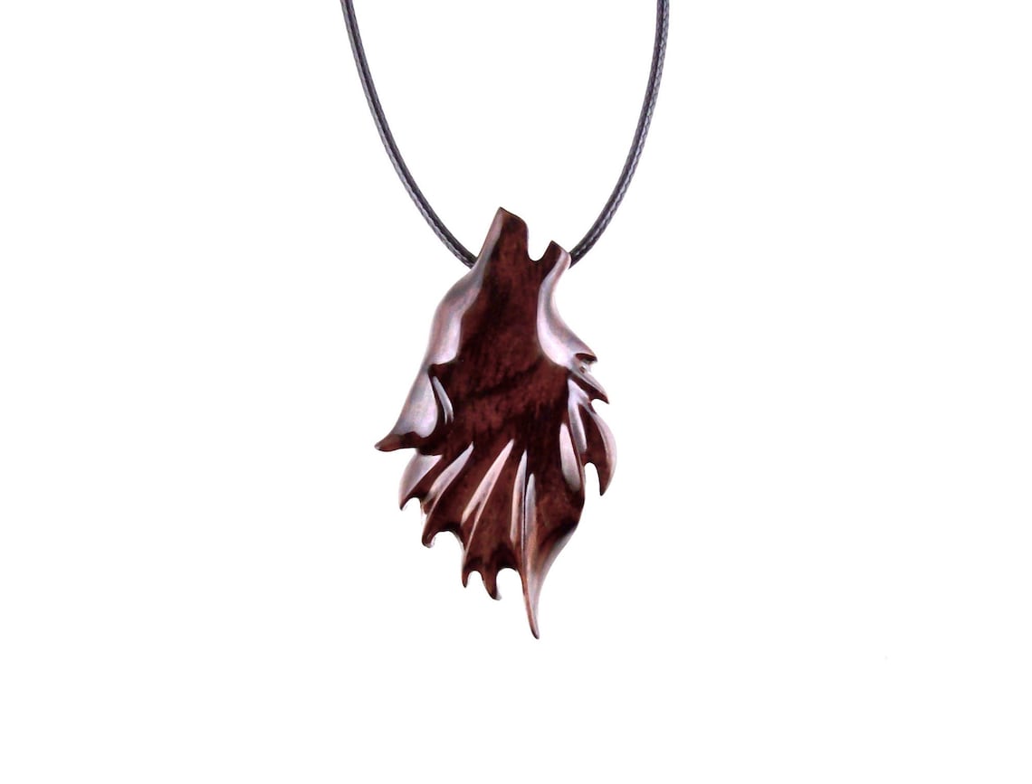 Wolf Pendant Wooden Wolf Necklace Hand Carved Wood Spirit | Etsy