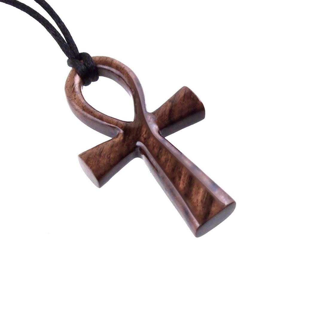 Large Wooden Ankh Pendant Necklace, Egyptian Amulet, Handmade African ...