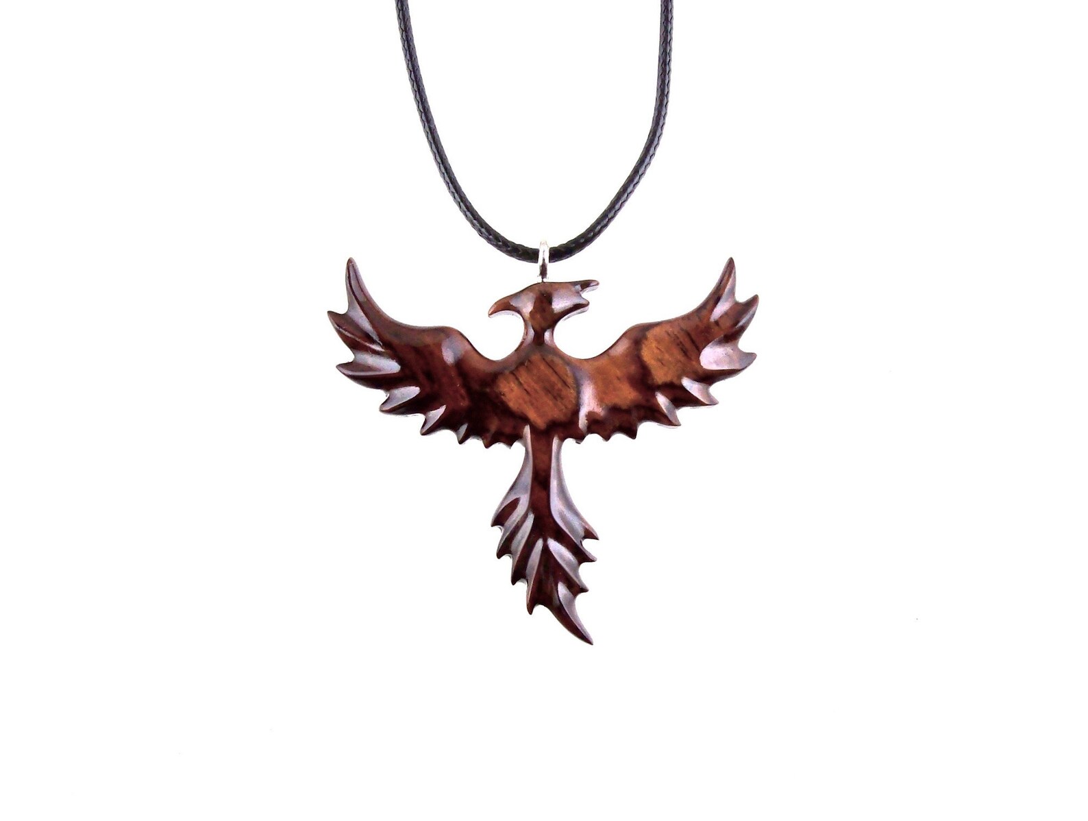 Hand Carved Phoenix Necklace Wooden Rising Phoenix Pendant | Etsy