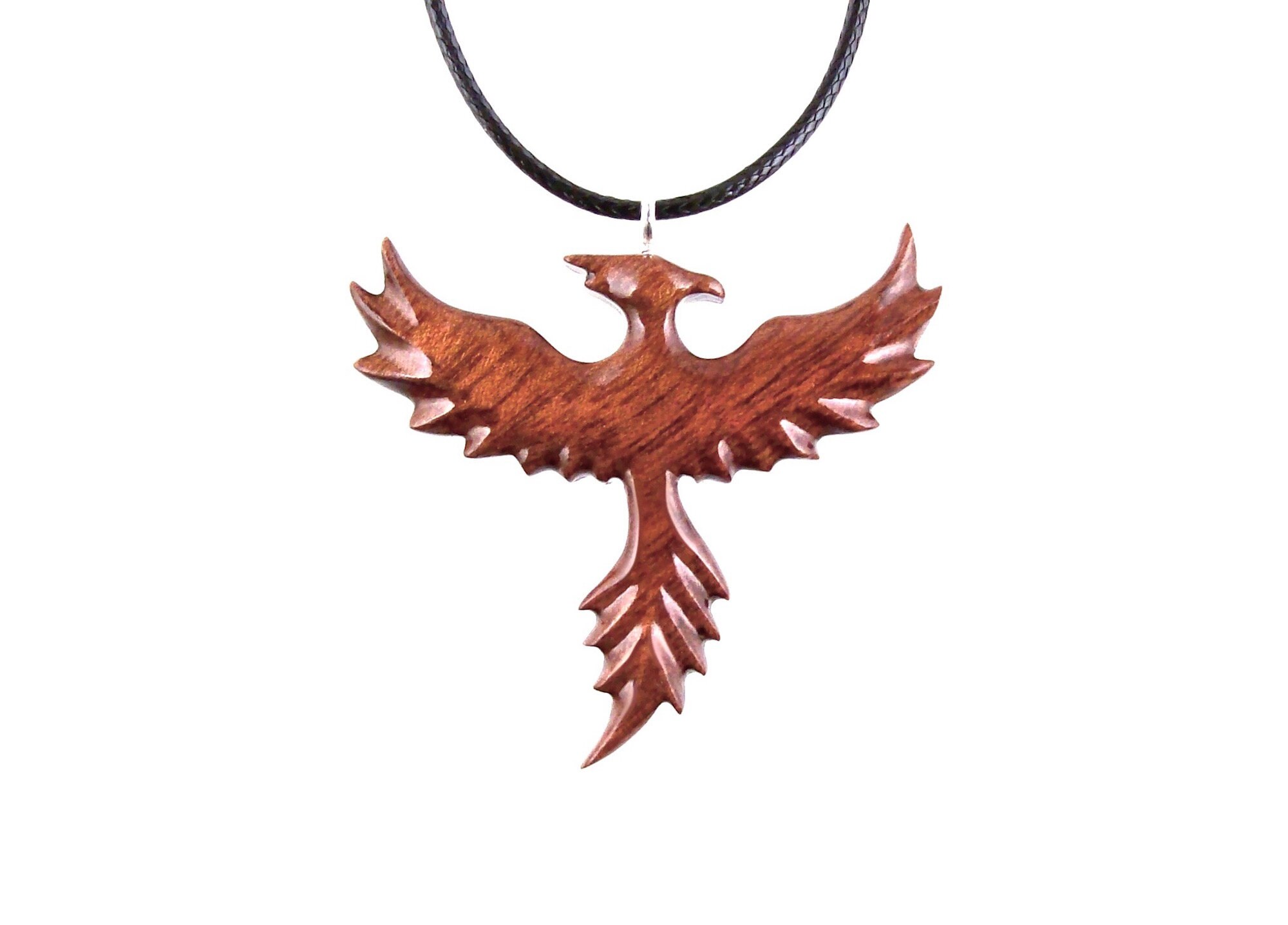 Rising Phoenix Necklace Hand Carved Wooden Phoenix Pendant - Etsy
