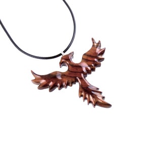 Hand Carved Phoenix Necklace Wooden Rising Phoenix Pendant - Etsy