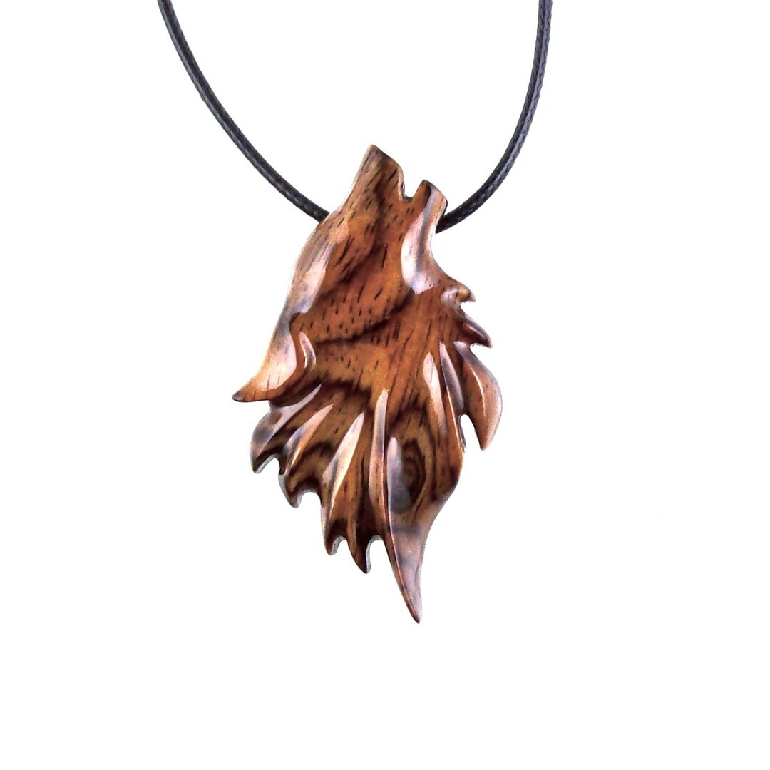 Carved Wolf Pendant, Wooden Wolf Necklace, Spirit Animal Totem ...