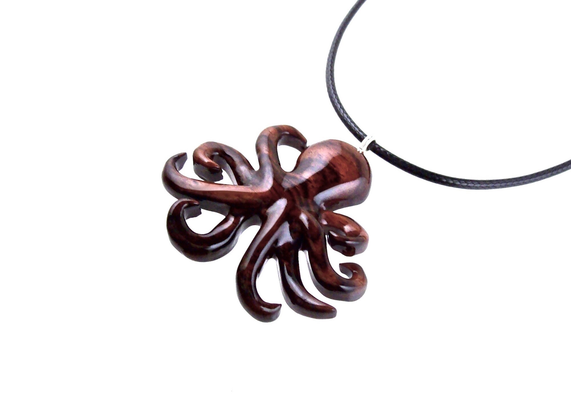 Octopus Necklace Hand Carved Wooden Octopus Pendant Squid - Etsy