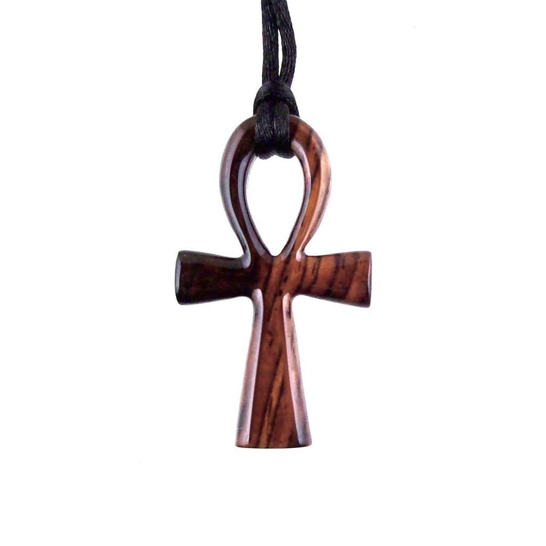 Wooden Ankh Pendant, Hand Carved Egyptian Ankh Cross Necklace for Men ...