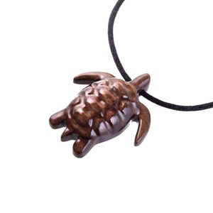 Sea Turtle Necklace, Hand Carved Wooden Turtle Pendant, Mens Wood ...