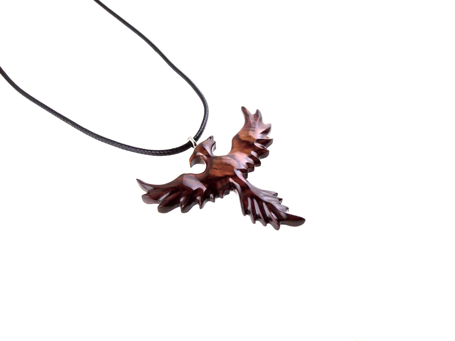 Hand Carved Phoenix Necklace Wooden Rising Phoenix Pendant | Etsy