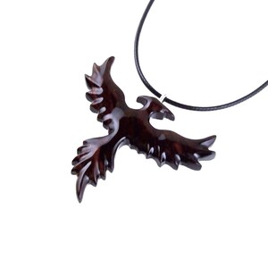 Hand Carved Phoenix Necklace, Wooden Rising Phoenix Pendant for Men or ...