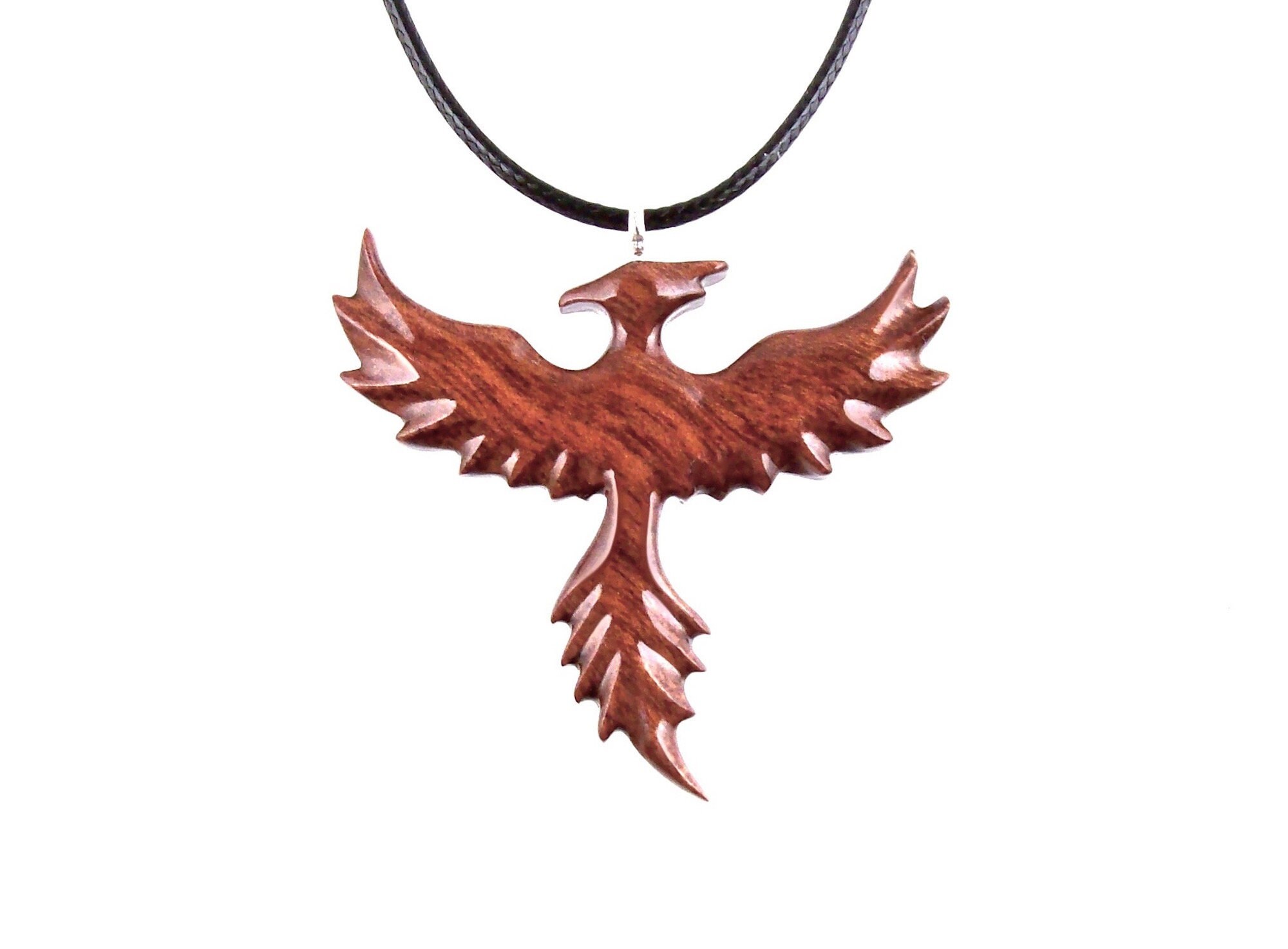 Rising Phoenix Necklace Hand Carved Wooden Phoenix Pendant - Etsy