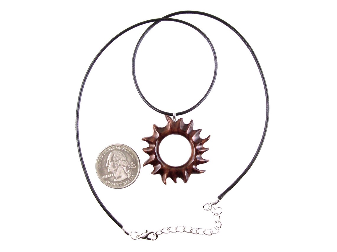 Hand Carved Sun Necklace Wooden Sun Pendant Celestial - Etsy
