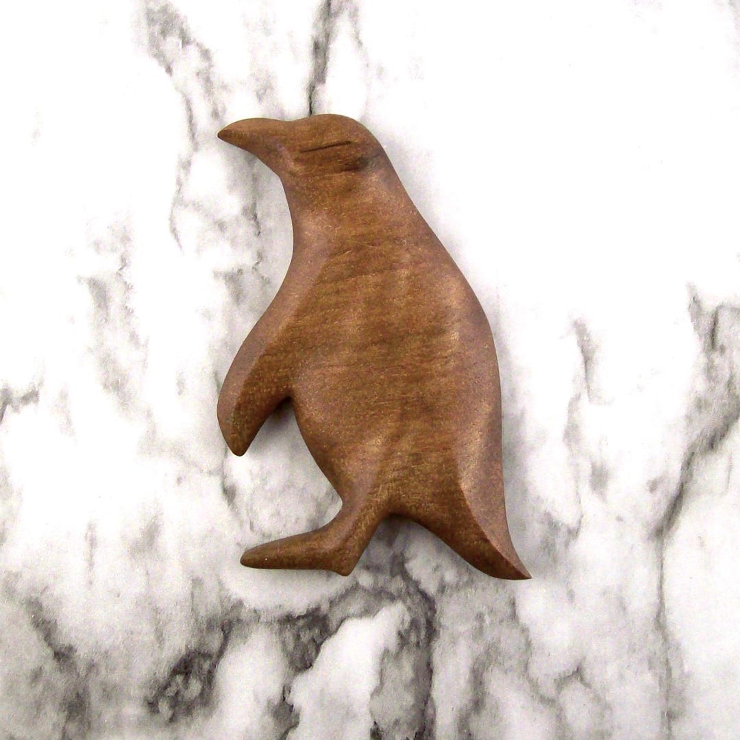 Wood Penguin Magnet, Wooden Arctic Bird Refrigerator Magnet Hand Carved ...