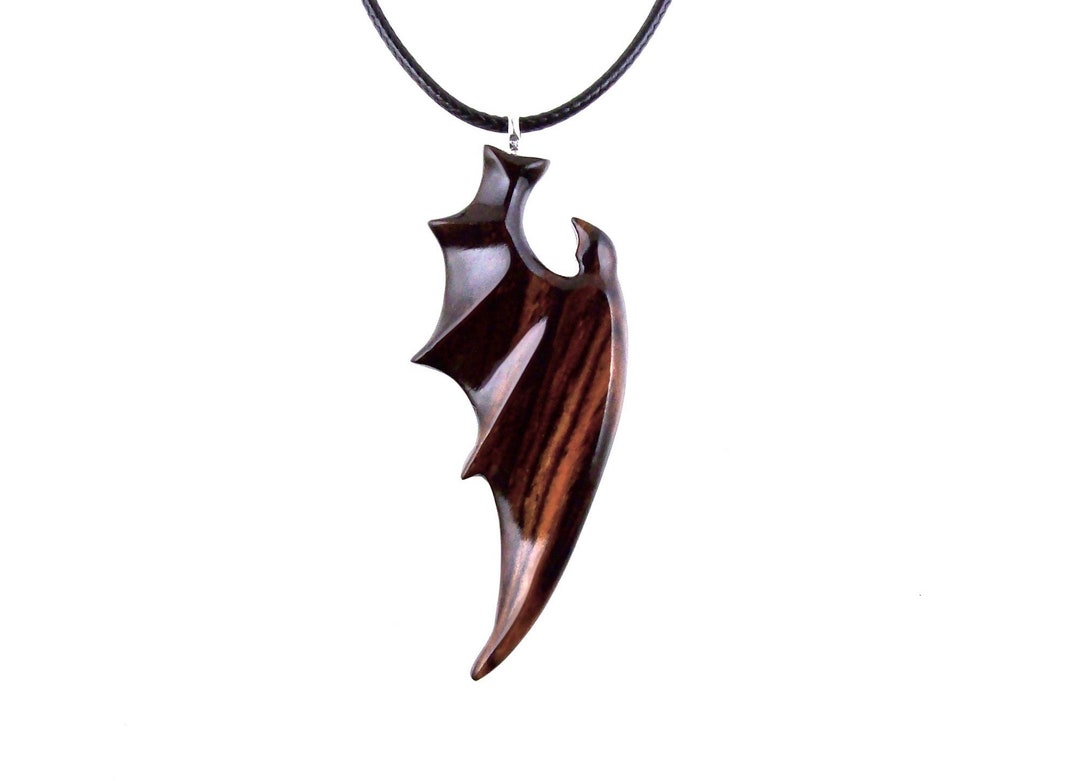 Hand Carved Dragon Wing Necklace Wooden Wing Pendant Fantasy - Etsy