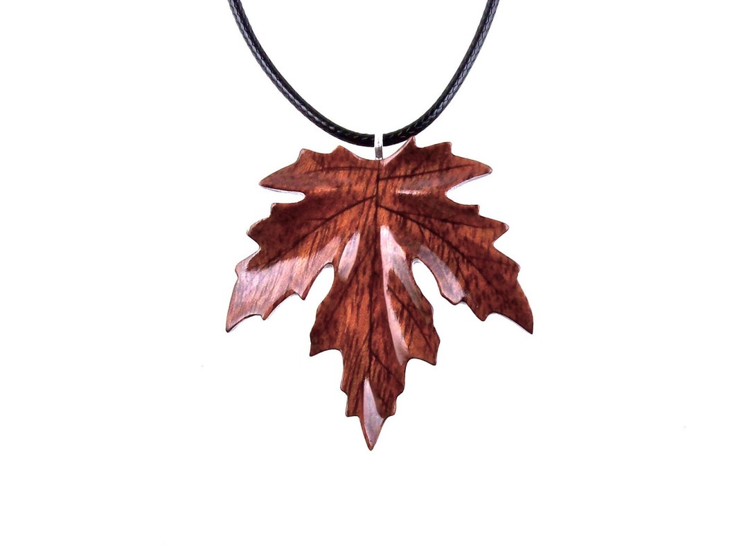 Maple Leaf Necklace Hand Carved Wooden Leaf Pendant Woodland - Etsy