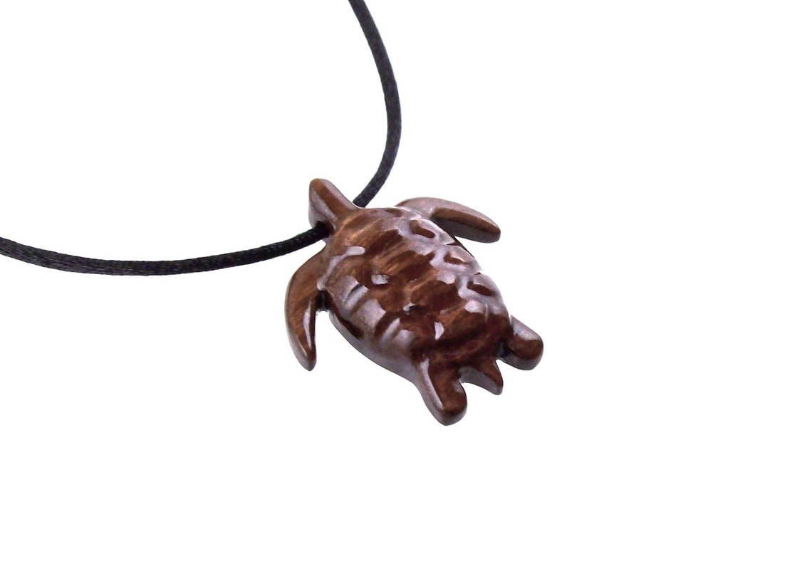 Sea Turtle Necklace Hand Carved Wooden Turtle Pendant Mens - Etsy